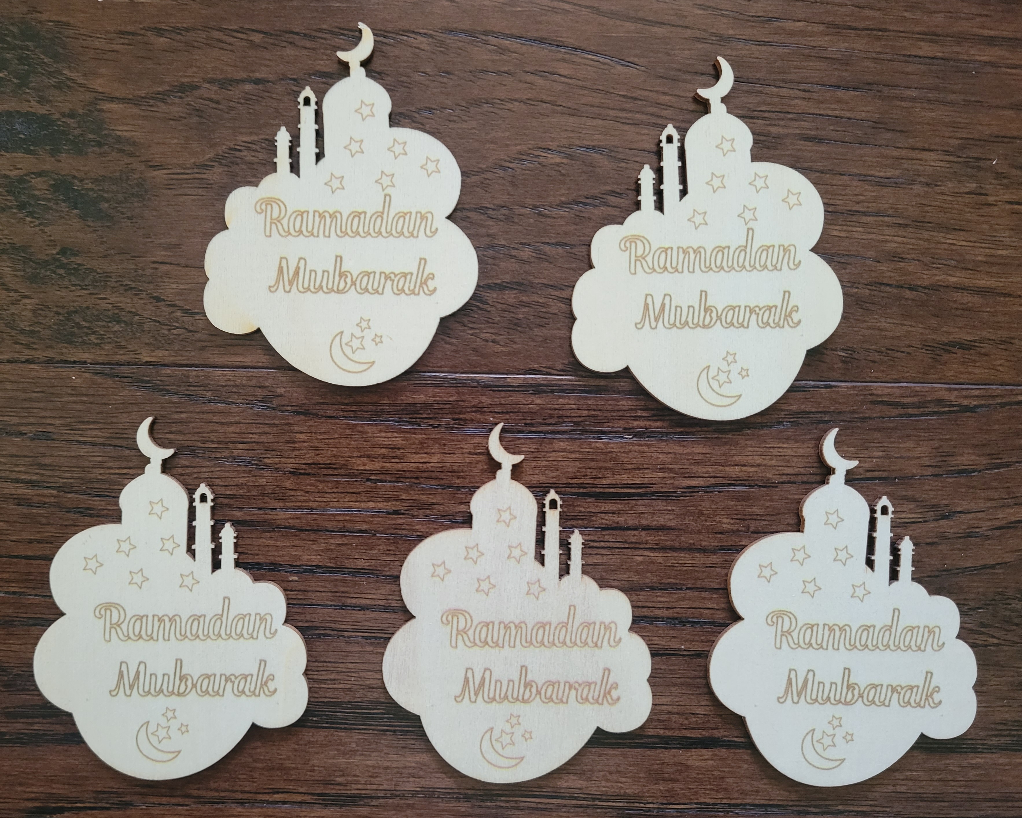 Ramadan Wooden Shape Pendant Ramadan Ornament [12 PACK] DIY Cutouts ...