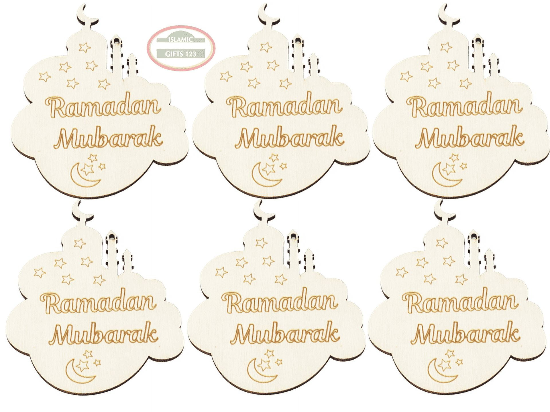 Ramadan Wooden Shape Pendant Ramadan Ornament [48 PACK] DIY Cutouts ...
