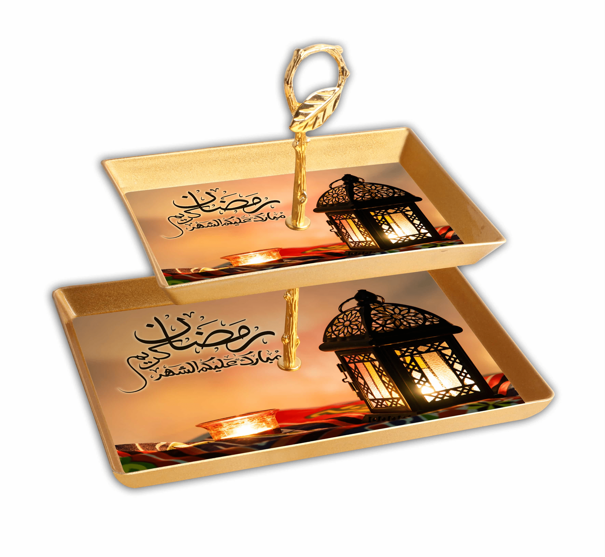 Ramadan and Eid Mubarak Two Tier Fancy Tray Sets Ramadan Table Decor ...