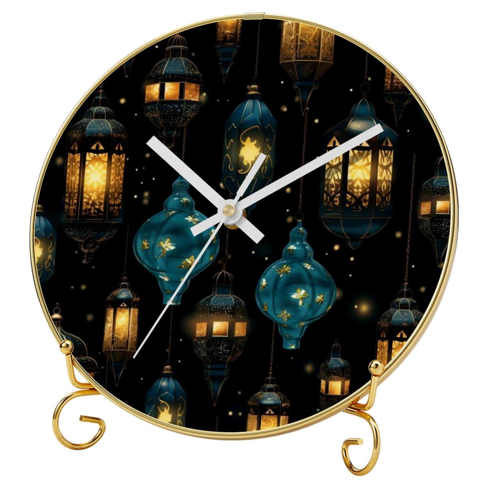 Ramadan lanterns Round Printed Wall Clocks with Hooks and Gold Stand ...