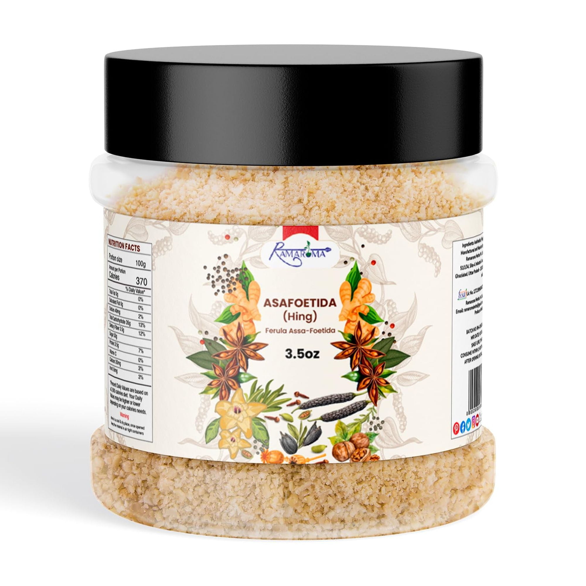 Ramaroma Asafetida (Hing) Ground ESF27 3.5oz (100g) ~ All Natural ...