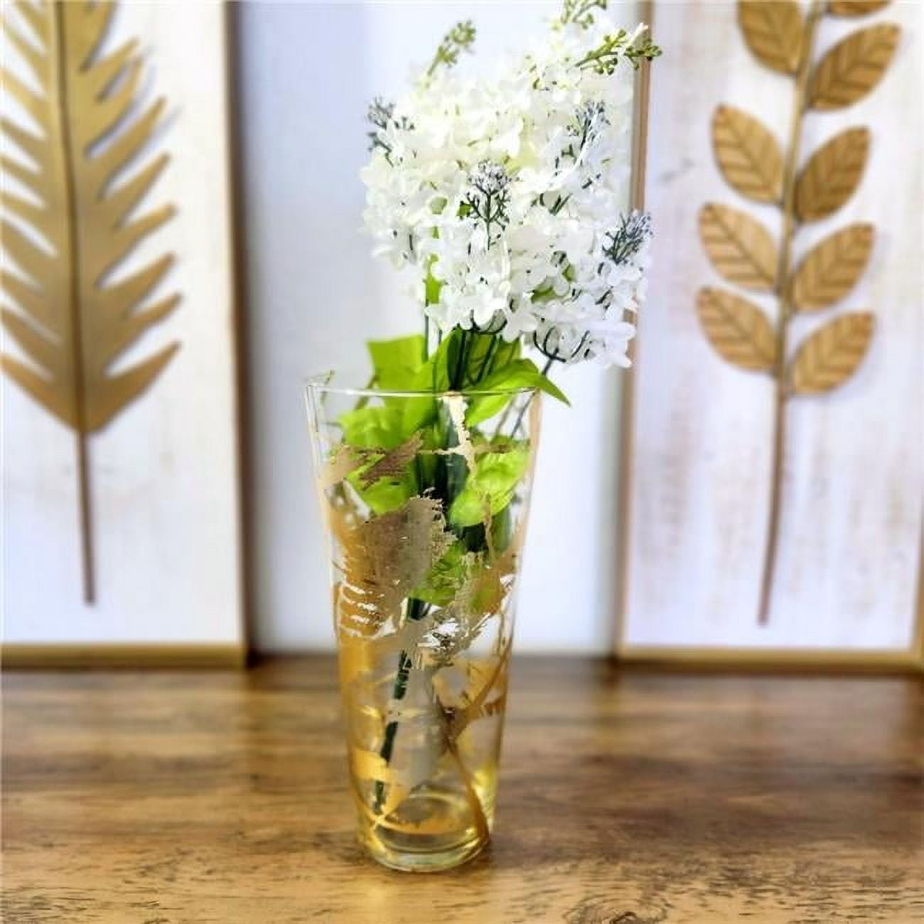 Ramart Studio Glass R1822-7 12 in. IRIS Marble Gilded Glass Taper Vase ...