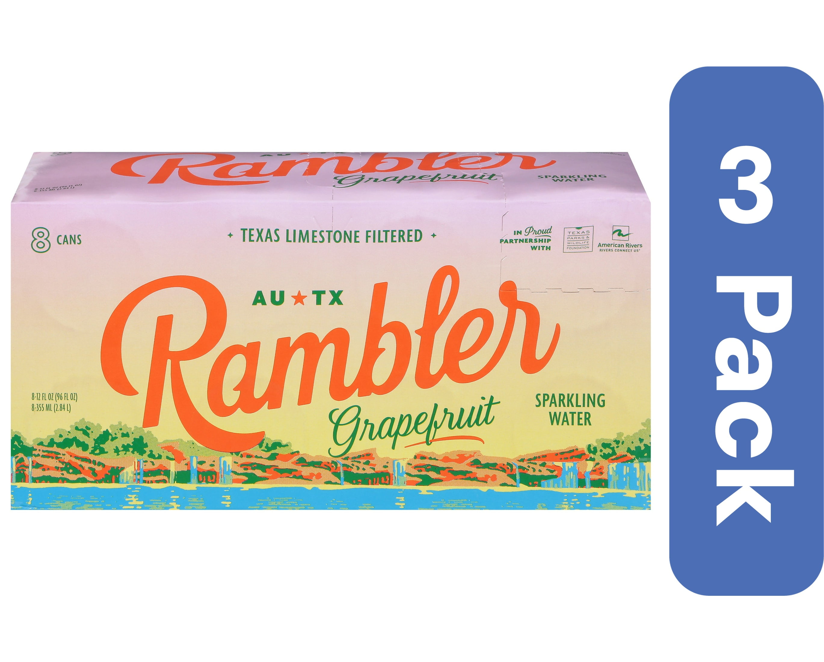 Rambler Sparkling Water Grapefruit 8-Pack 96 fl oz (Pack Of 3) - Walmart.com