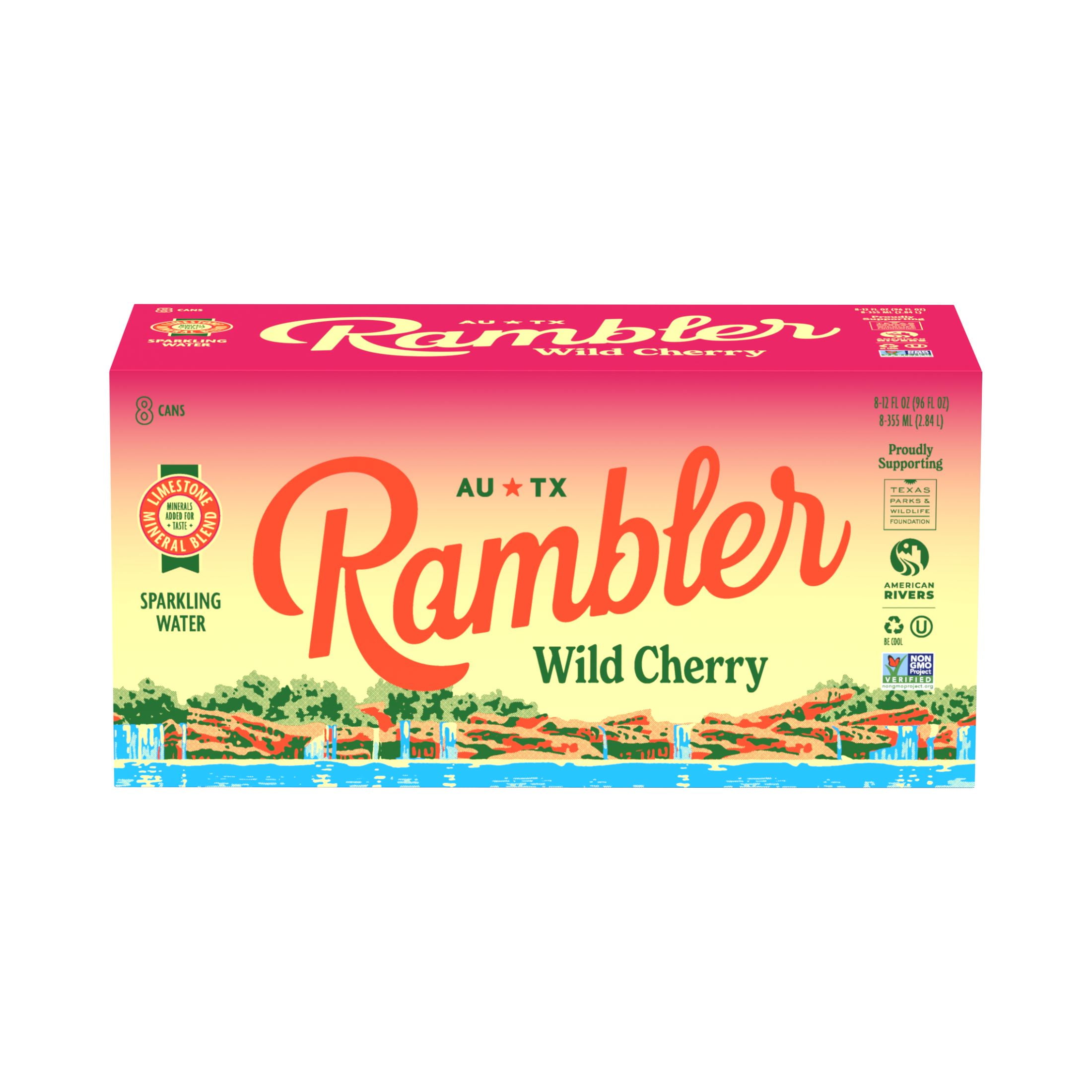 Rambler Wild Cherry Sparkling Water 8pk cans, 12oz - Walmart.com