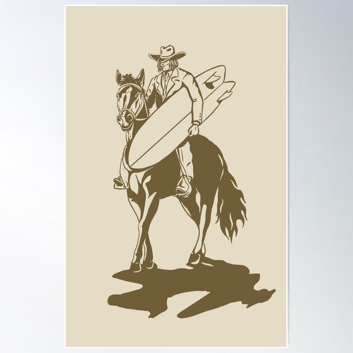 Ramblin' Surf Cowboy Poster Wall Art, Modern Wall Decor For Living Room ...