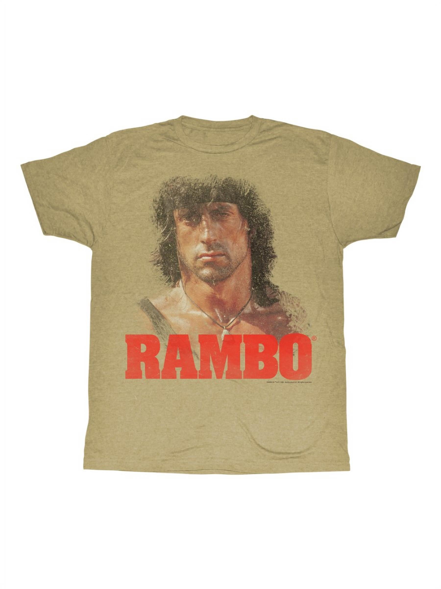 Rambo 80's Action Thriller War Movie Stallone Face Yellow Green Adult T ...