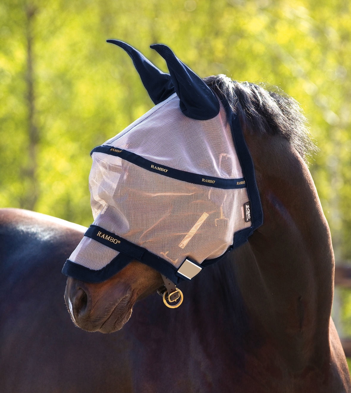 Rambo Plus Fly Mask, Oatmeal/Navy - Walmart.com