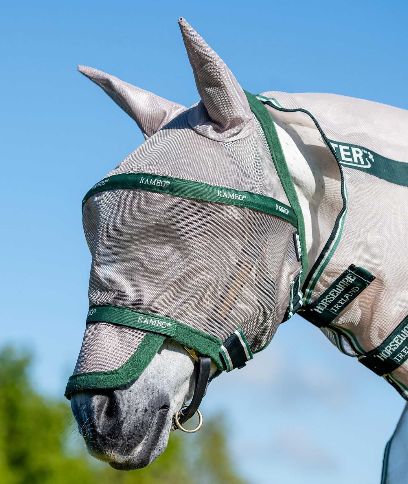 Rambo Plus Fly Mask | Oatmeal/Sage | Horse - Walmart.com