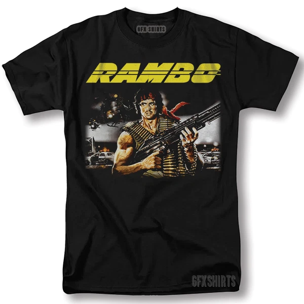 Rambo Shirt Graphic Movie Classic Retro Vntg Graphic Design T-Shirt ...
