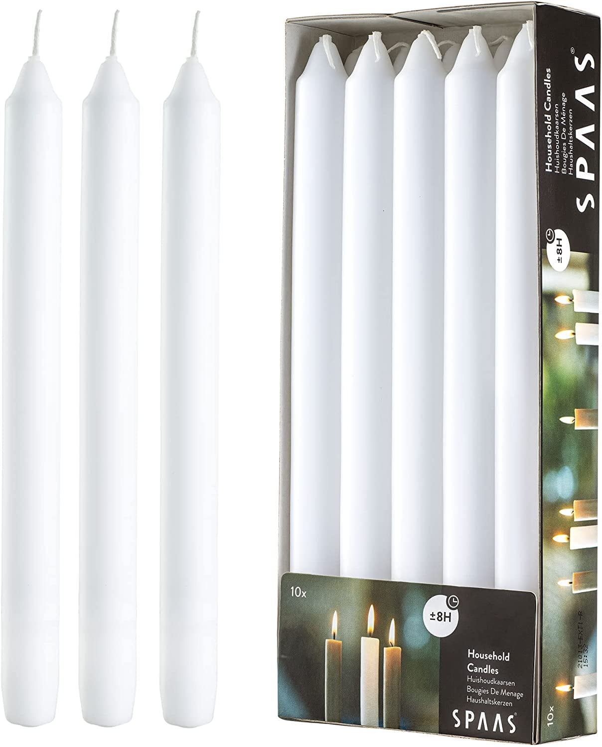 Rambue 9.5" White Candlesticks, Set of 10 White Taper Candles for Home ...