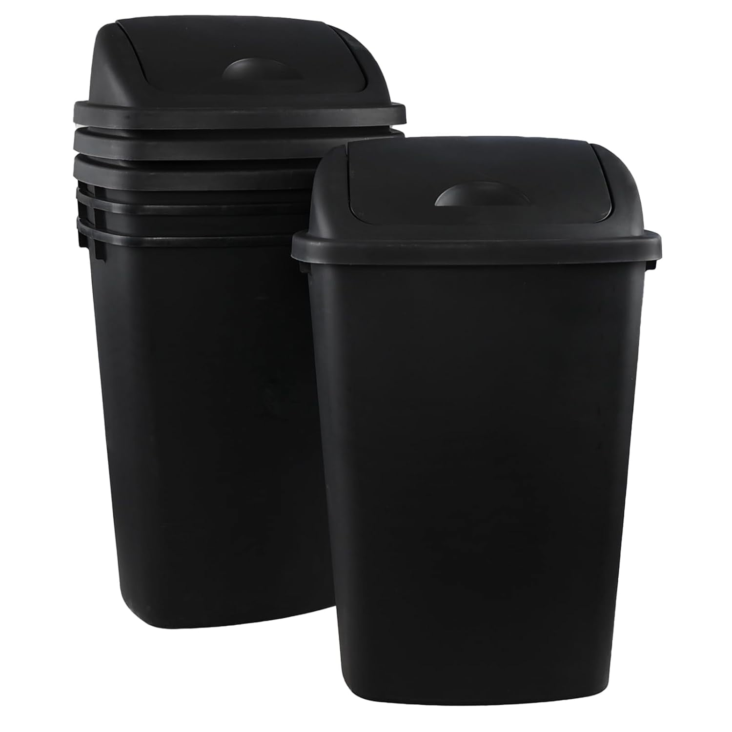 Ramddy 13 Gallon Trash Can with Swing Lid, 4-Pack Plastic Kitchen Swing ...