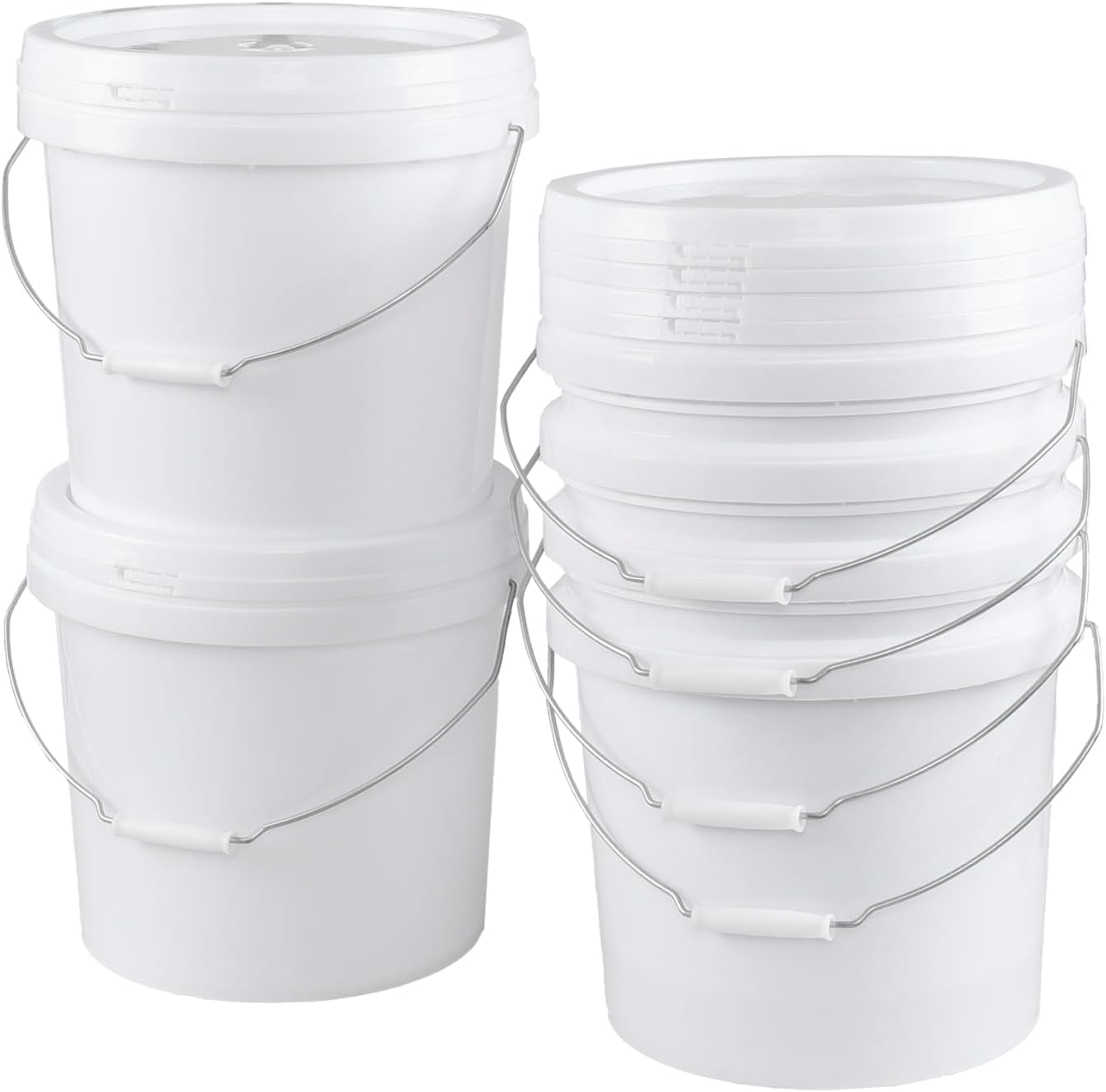 Ramddy 4 Gallon Airtight Round Storage Bucket Pails, 6 Packs Food Grade ...