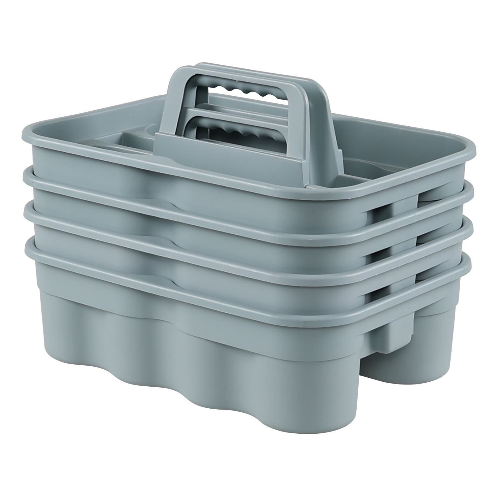 Ramddy 4-Pack Plastic Storage Caddy, Cleaning Caddy with Handle, Gray ...