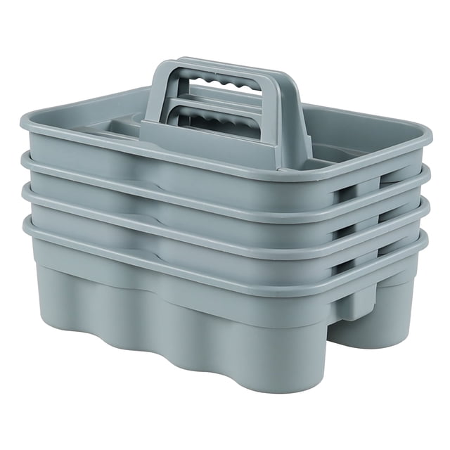 Ramddy 4-Pack Plastic Storage Caddy, Cleaning Caddy with Handle, Gray ...