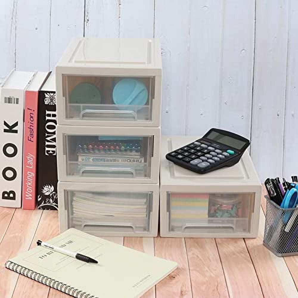 Ramddy 4 Pack Small Plastic Desktop Chest of Drawers, 6 Quart Stackable Storage Drawers ...