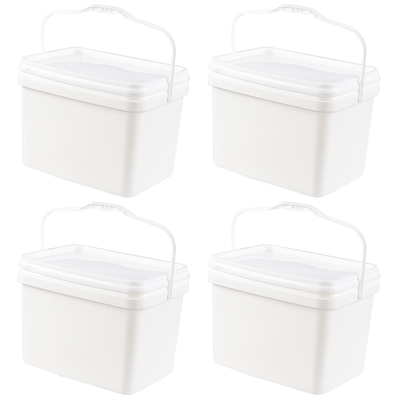 Ramddy 5 Gallon Plastic Rectangular Bucket with Lid, 4-Pack Food Bucket ...