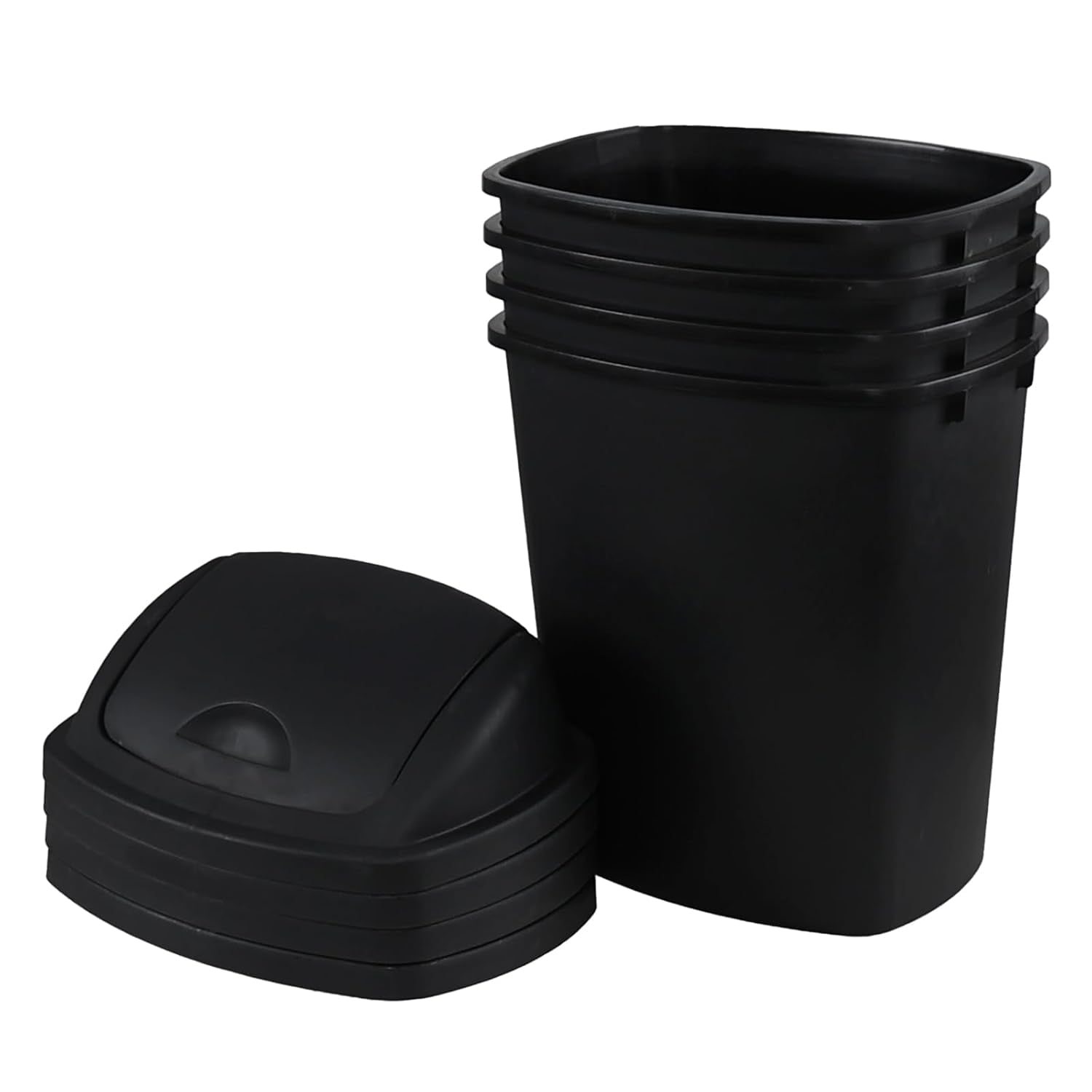 Ramddy 6 Gallon Kitchen Swing Top Garbage Can, 4-Pack Plastic Trash Can ...