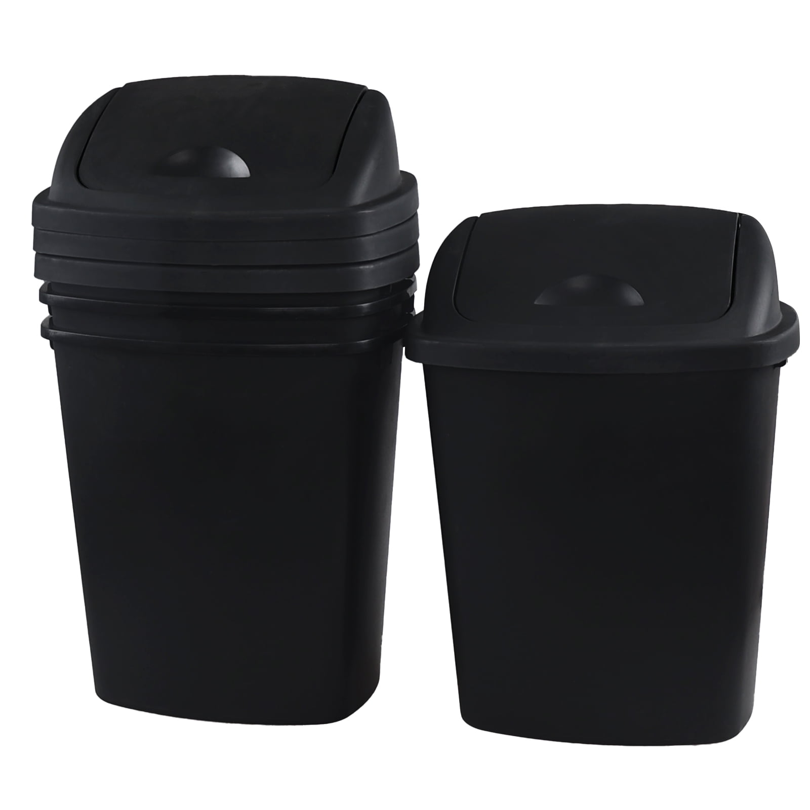 Ramddy 6 Gallon Plastic Swing Top Garbage Can, 4-Pack Kitchen Trash Can ...
