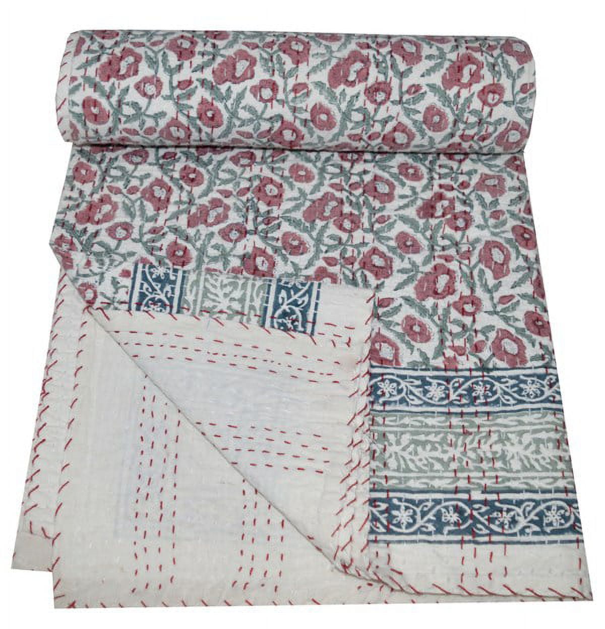 Ramdev Handicraft Indian Floral Block Print Cotton Quilt - Walmart.com