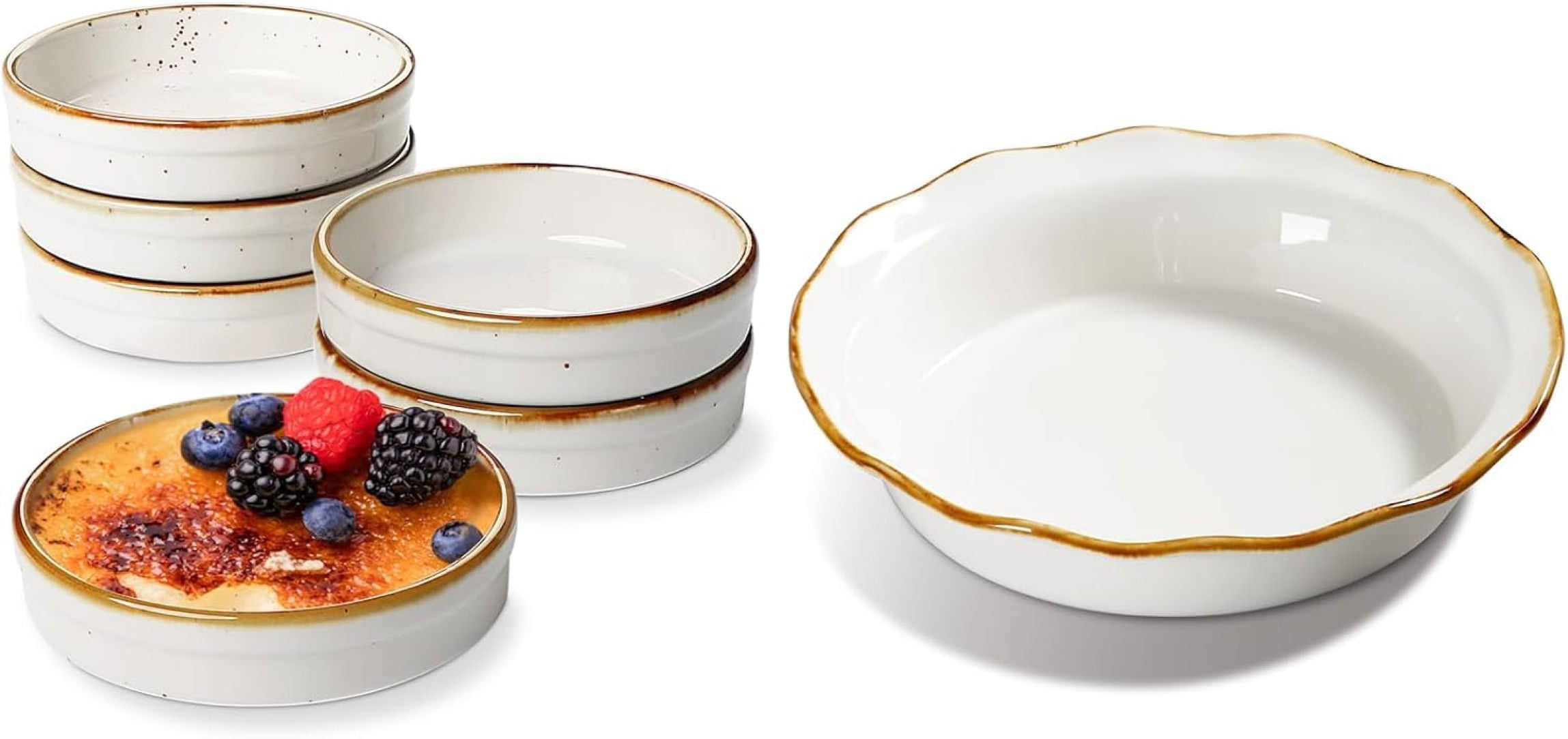 Ramekins 4 oz & 10 inch Pie Pan Set - Perfect for Baking, Serving, and ...