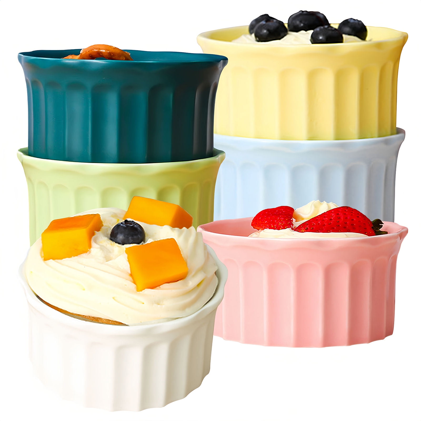 8 Oz Ramekins, Creme Brulee Ramekins Oven Safe, Porcelain Souffle Dish ...