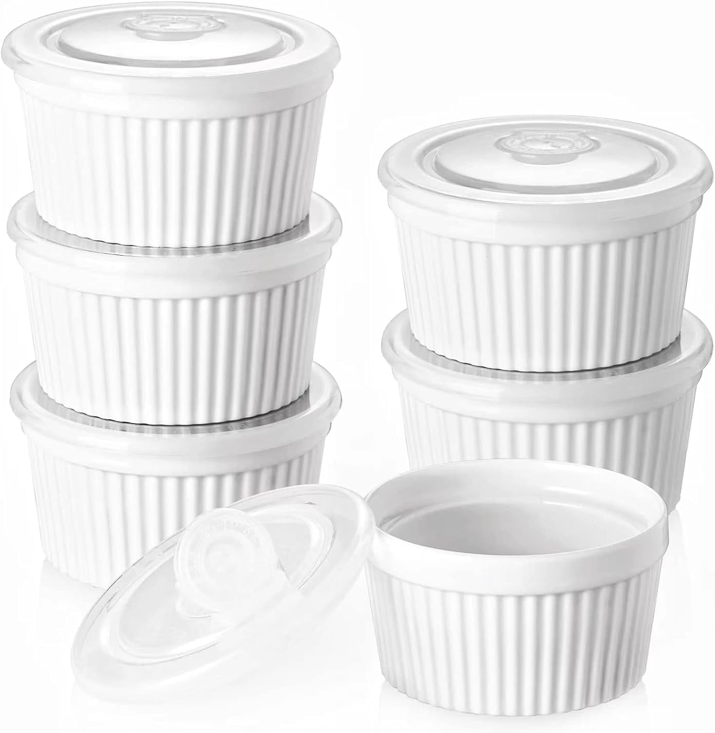 Ramekins 8 oz Oven Safe with Lids, Creme Brulee Ramekins Bowls ...