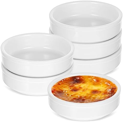 Ramekins Oven Safe Ceramic Shallow Souffle Dishes for Baking Custard ...