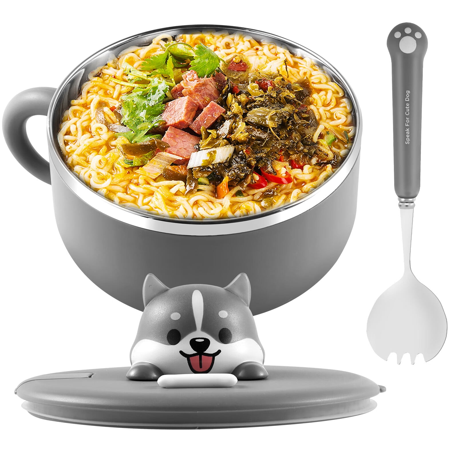 Ramen Bowl Cooker with Lid 1200ml Instant Noodle Bowl with Fork Spoon ...