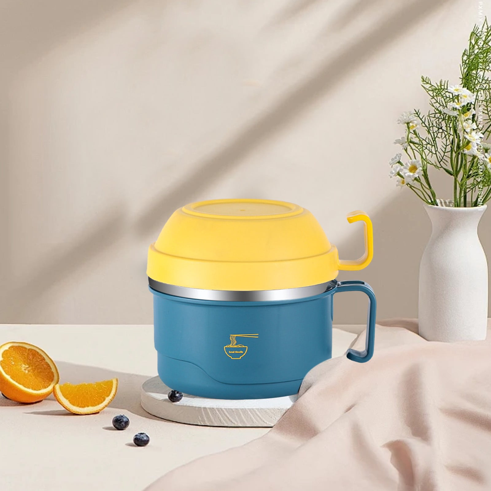 Ramen Bowl Double Wall Stainless Steel Noodle Cooker with Lid ...