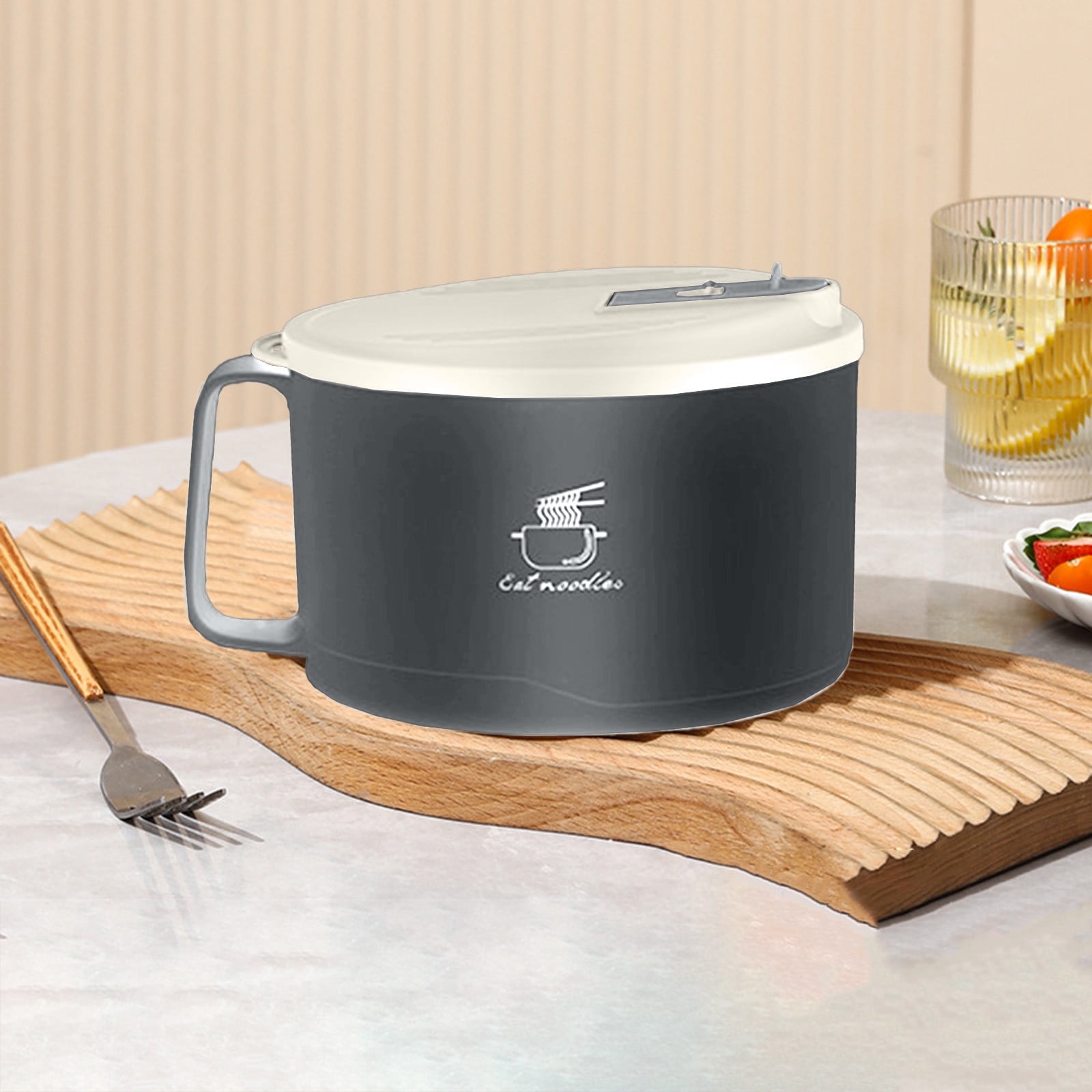 Ramen Bowl, Double Wall Stainless Steel Rapid Noodle Cooker with Drains ...