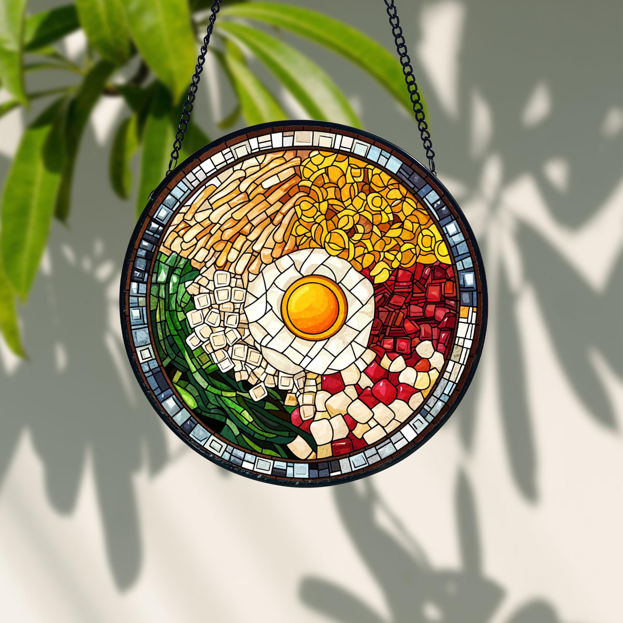 Ramen Bowl Faux Stained Glass Suncatcher, Japanese Food Window Ornament ...