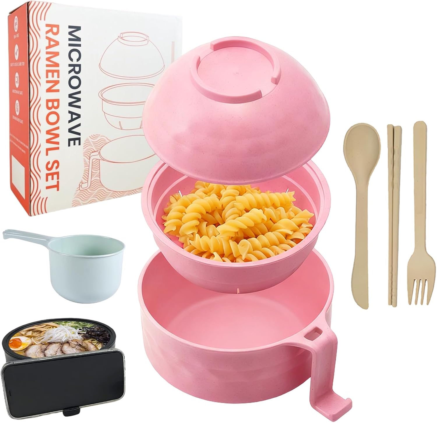 Ramen Bowl Microwave Safe | 2026 New Ramen Cooker Bowl Set with ...