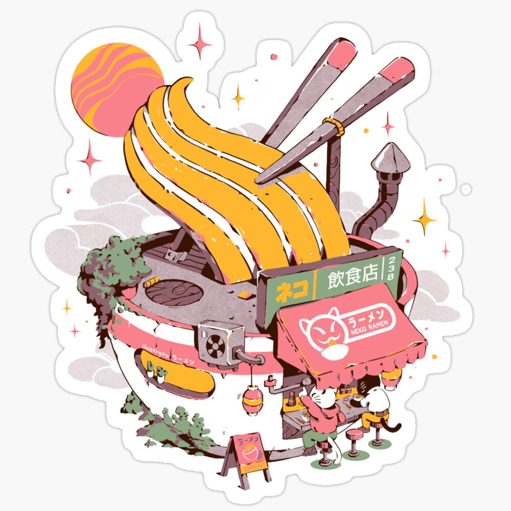 Ramen Bowl Restaurant Sticker Phone Decal Water Bottle Stickers Car ...