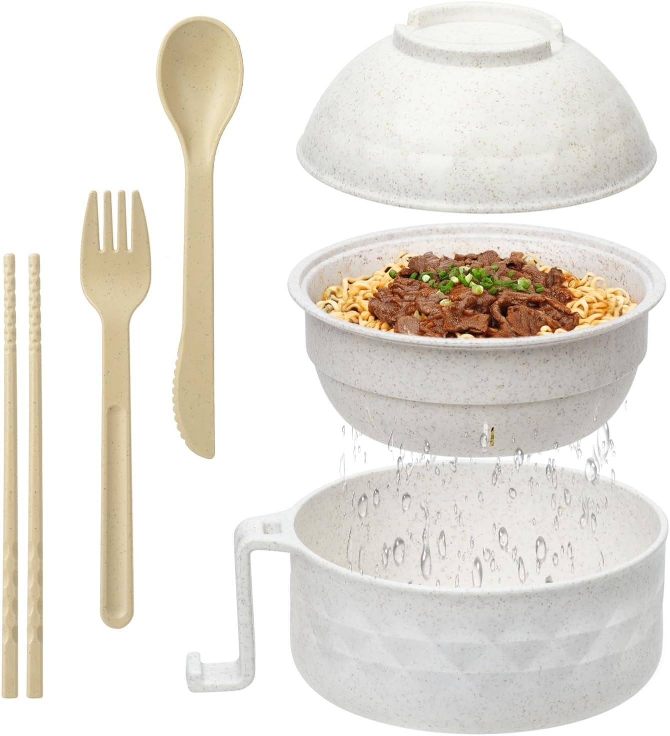 Ramen Bowl Set,Microwave Ramen Cooker Instant Noodles Bowl with ...