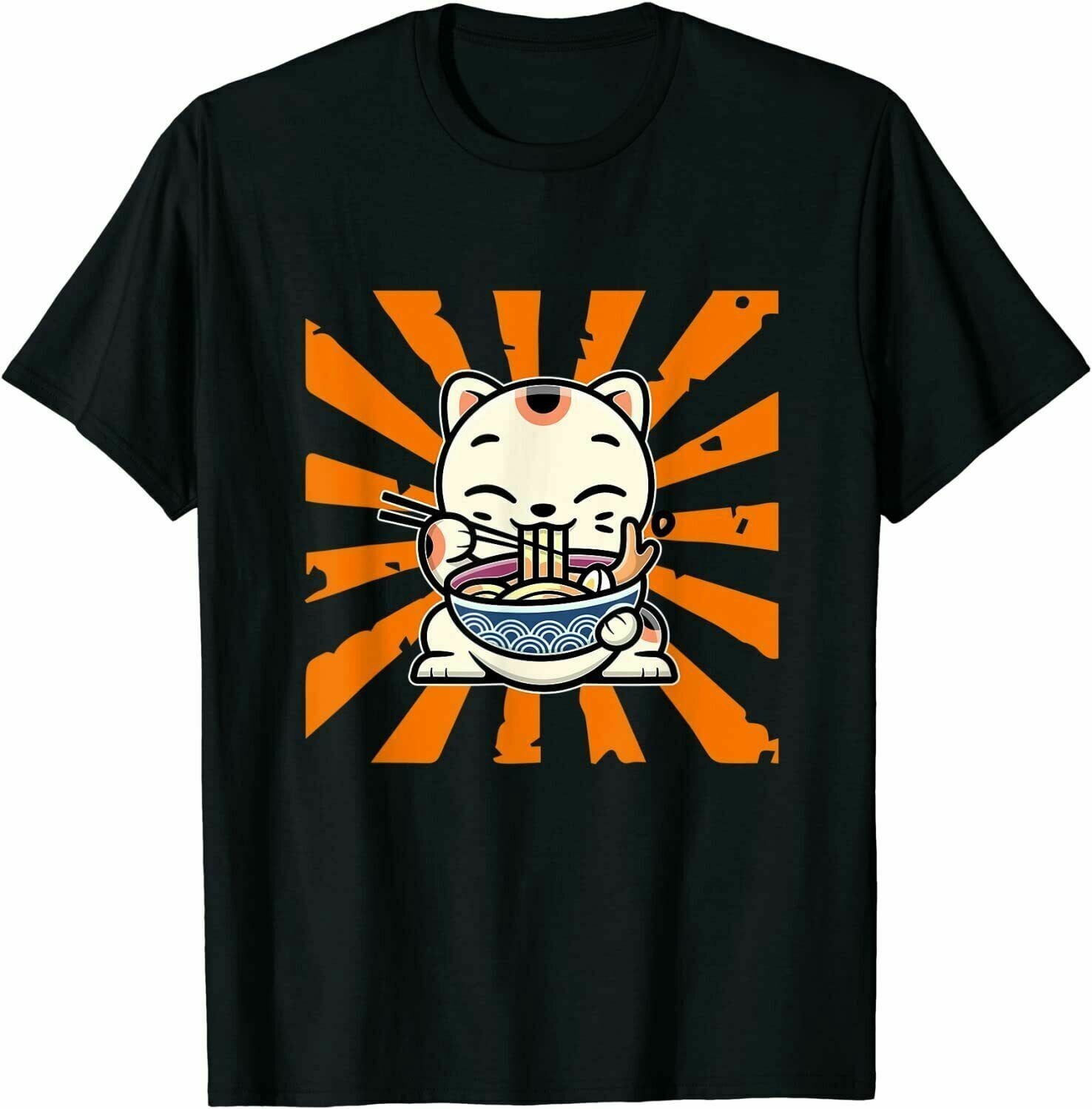 Ramen Cat Kawaii Anime Noodles Hashi Japanese Manga T-Shirts Cotton ...