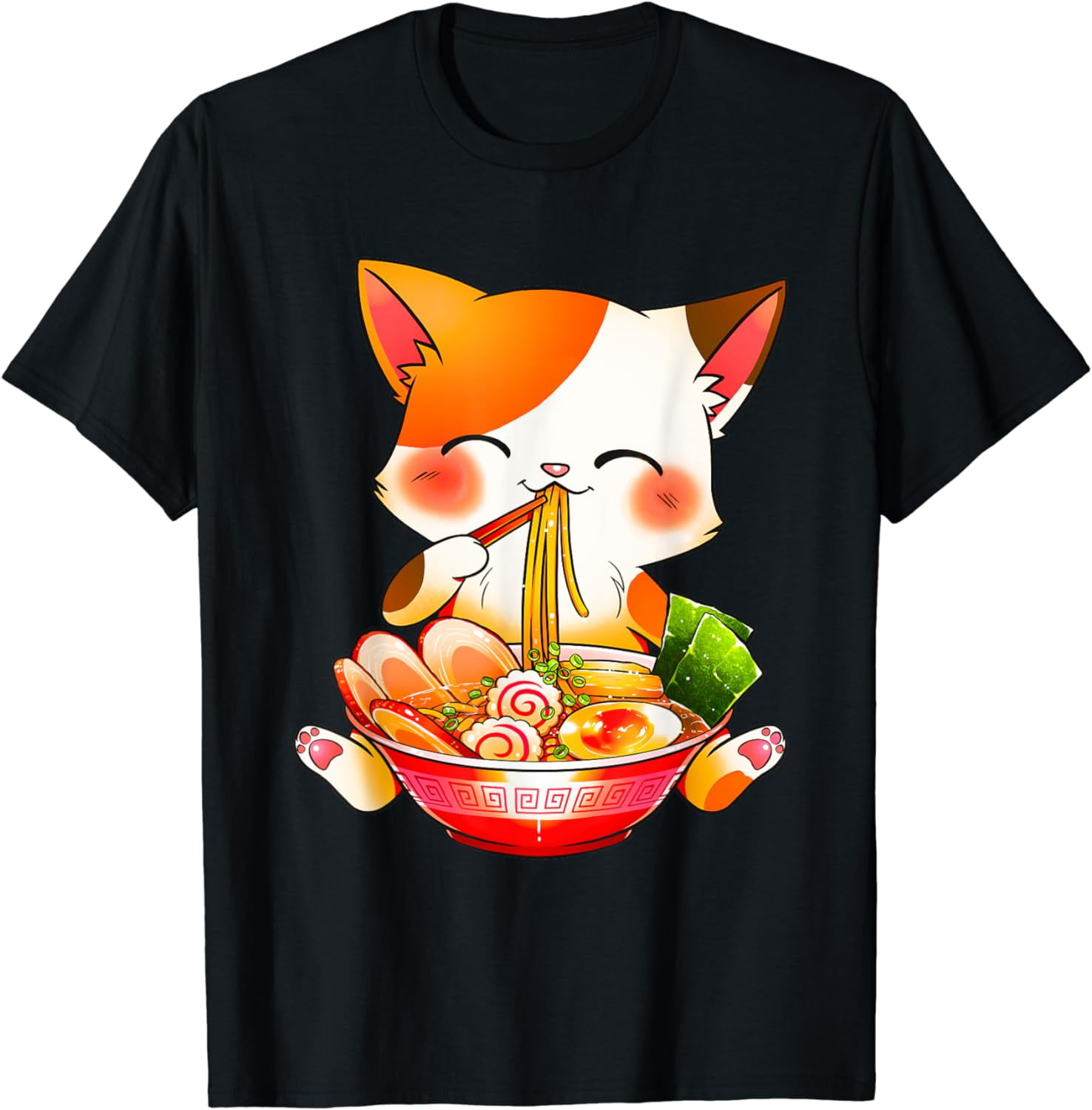 Ramen Cat Neko Anime Kawaii Japanese Merch Gifts Women Girls T-Shirt ...
