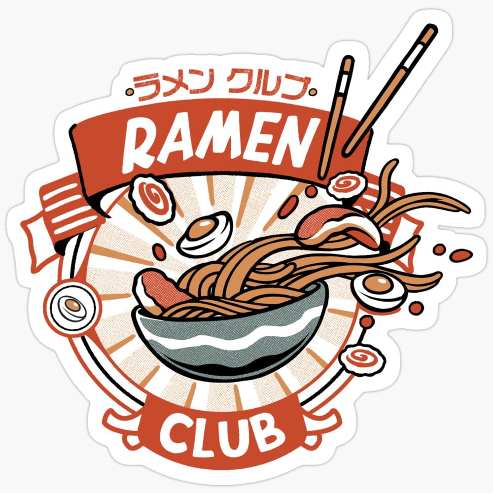 Ramen Club Sticker Phone Decal Water Bottle Stickers Car Decals, Laptop ...