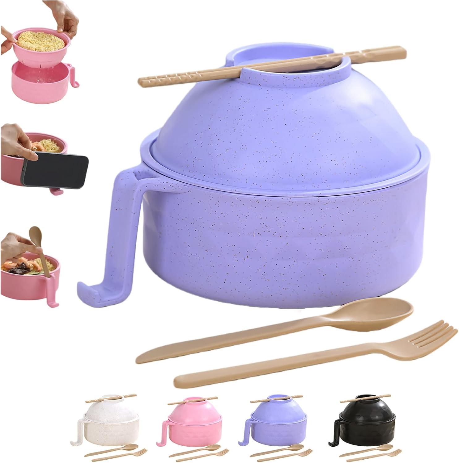 Ramen Cooker Ramen Bowl Set with Chopsticks, Microwave Ramens Bowl with ...