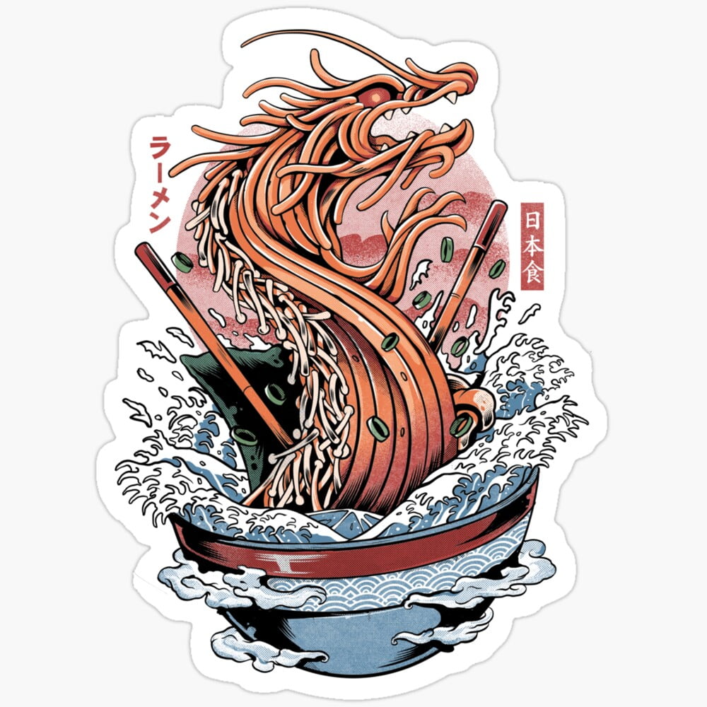 Ramen Dragon Cream Sticker Phone Decal Water Bottle Stickers Car Decals ...