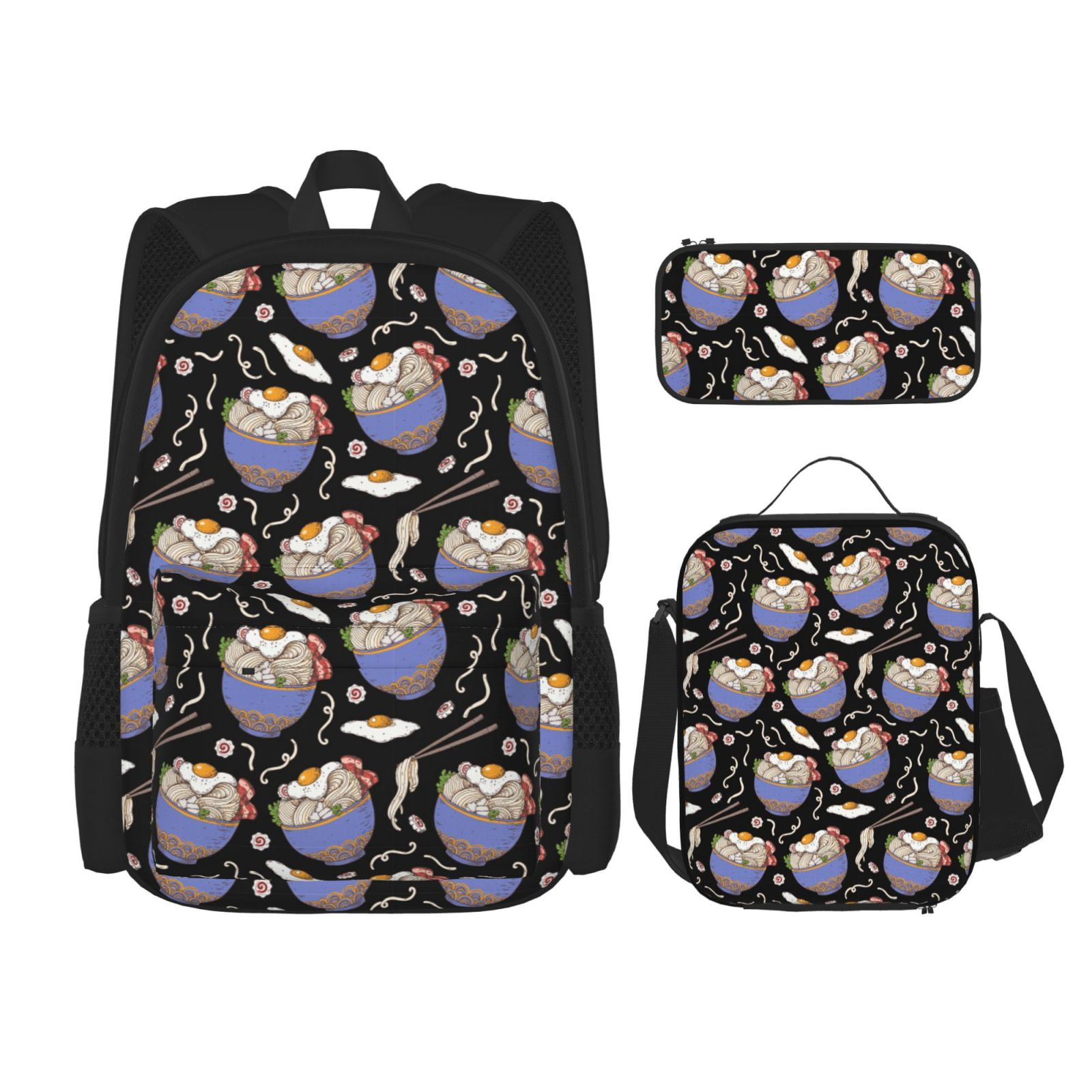 Ramen In Japanese Style Pattern Backpack Sets 3 Pcs Backpack With Lunch ...