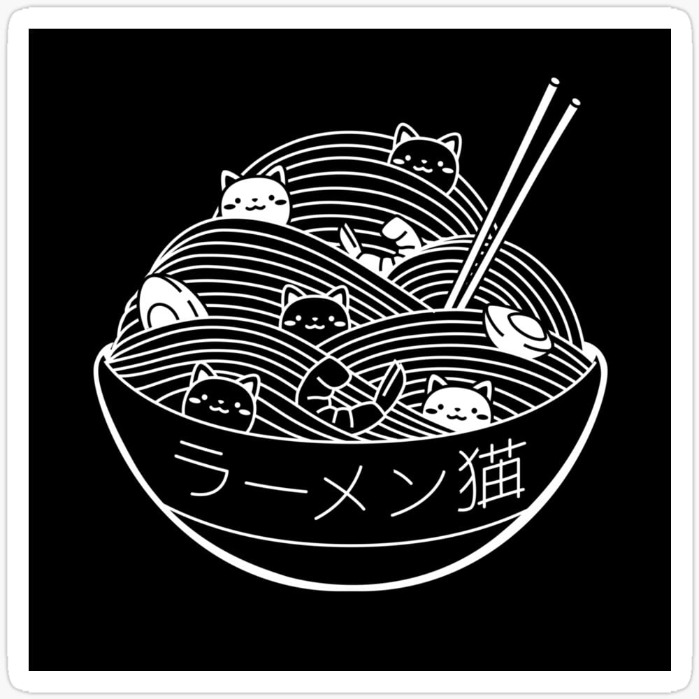 Ramen Lines Minimalist Black And White Sticker Phone Decal Water Bottle ...