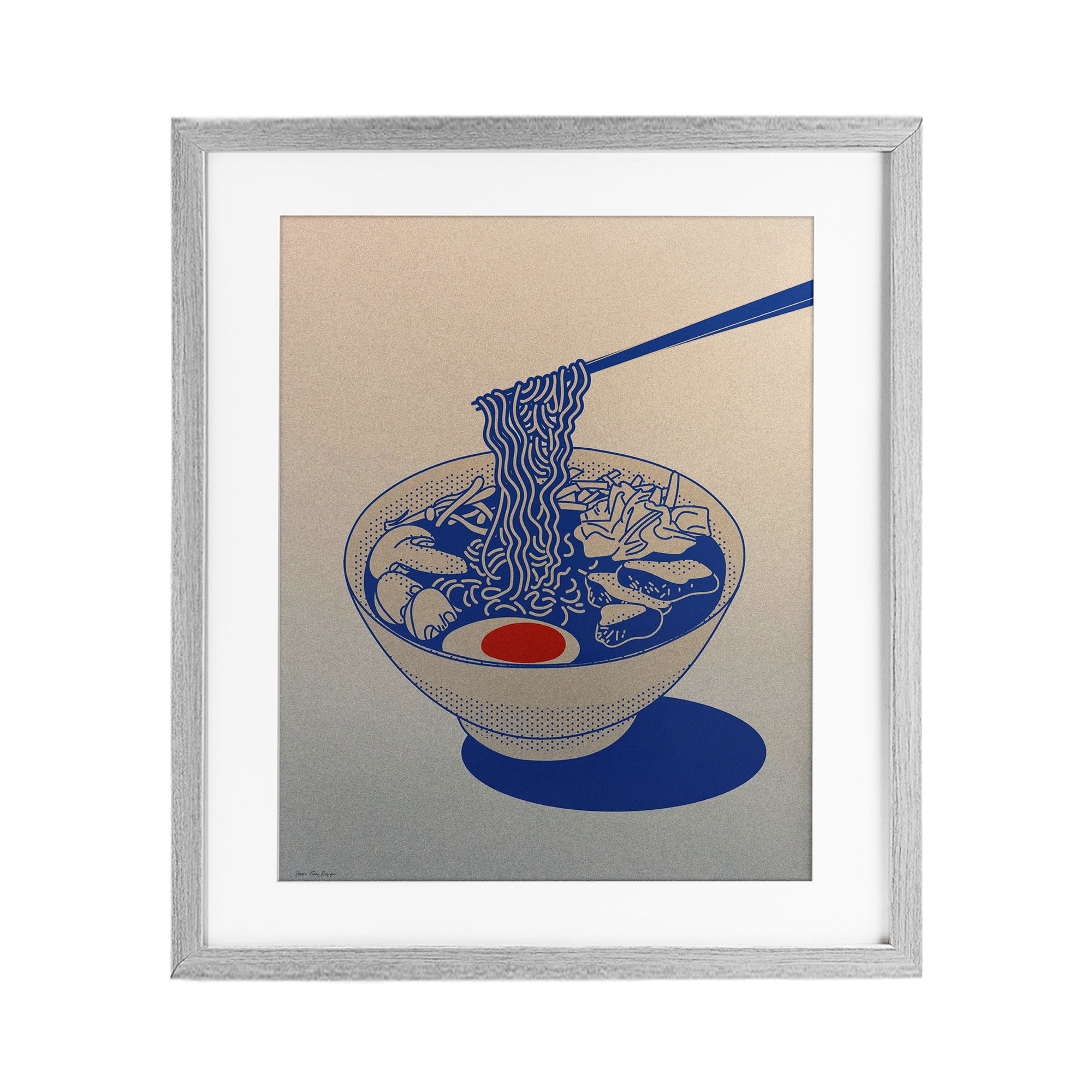 Ramen Noodle Bowl Gradient Gray Framed Print Under Glass, design by ...