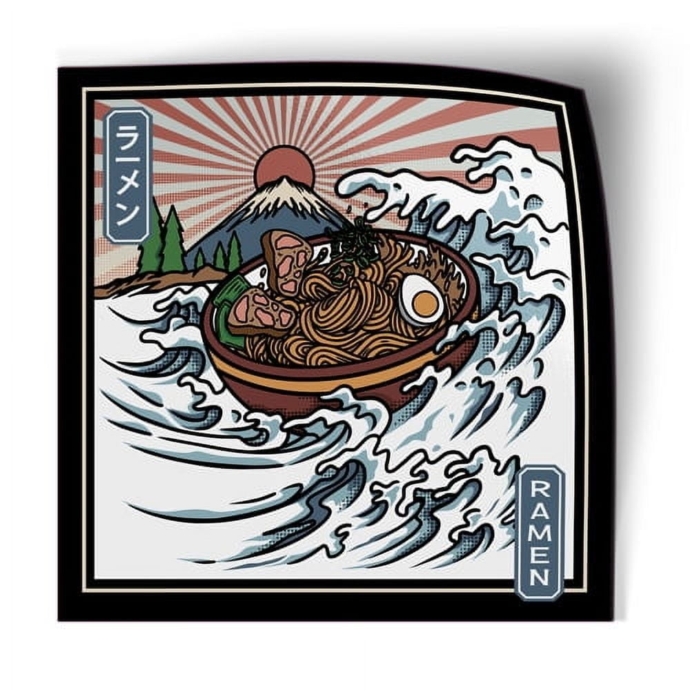 Ramen Noodle Bowl Japanese Wave - 5" Magnet for Car Locker Refrigerator ...