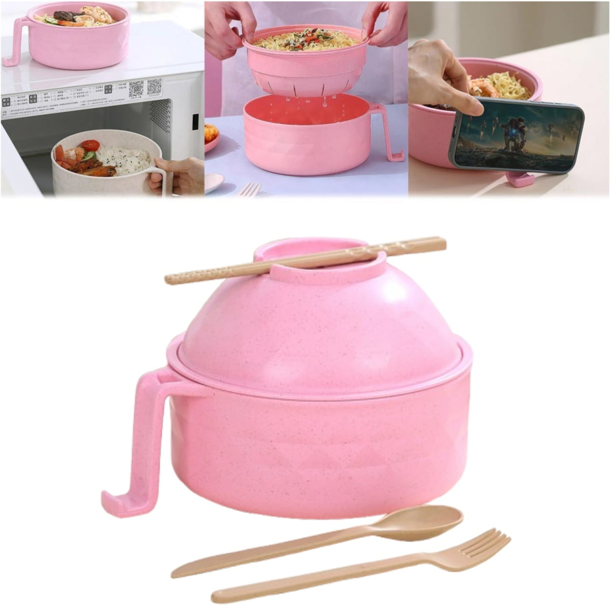 Ramen Noodle Bowls Set of 6, Microwavable Set with Lid, Instant ...