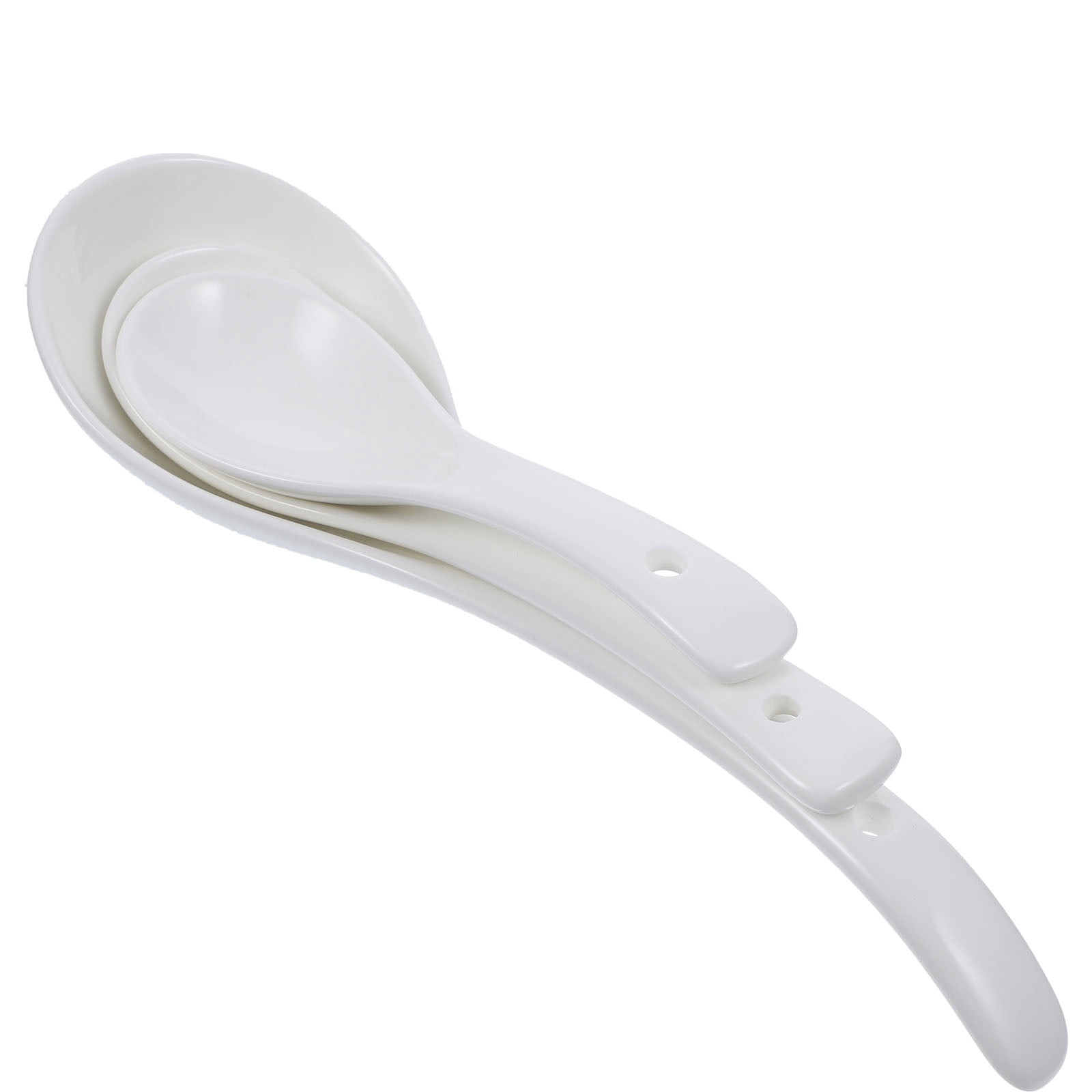 Ramen Noodles Soup Spoons 3 Pcs Compact Dinner Hand-Pulled Tool White ...