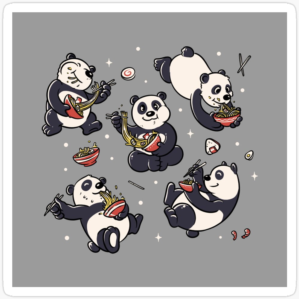 Ramen Pandas Sticker Phone Decal Water Bottle Stickers Car Decals ...