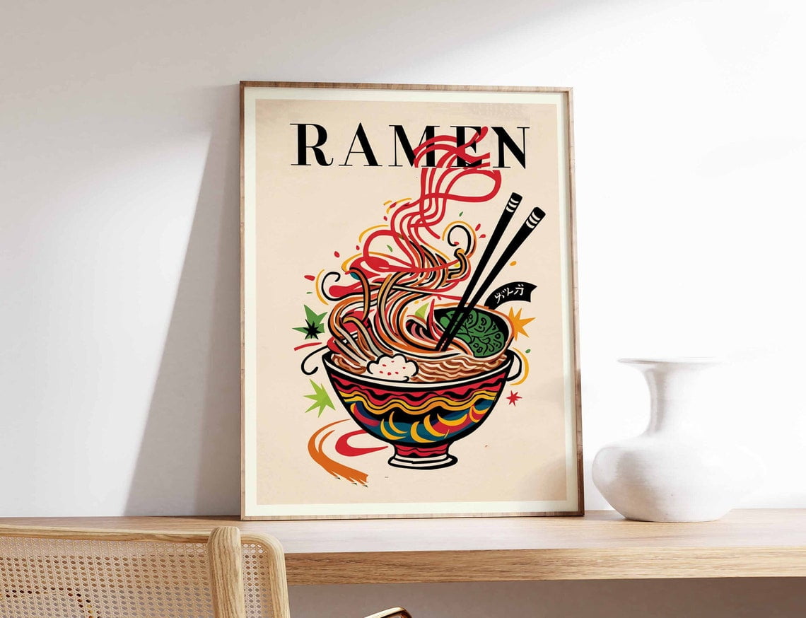 Ramen Poster, Japanese Food Art, Japanese Ramen Poster, Kitchen Decor ...