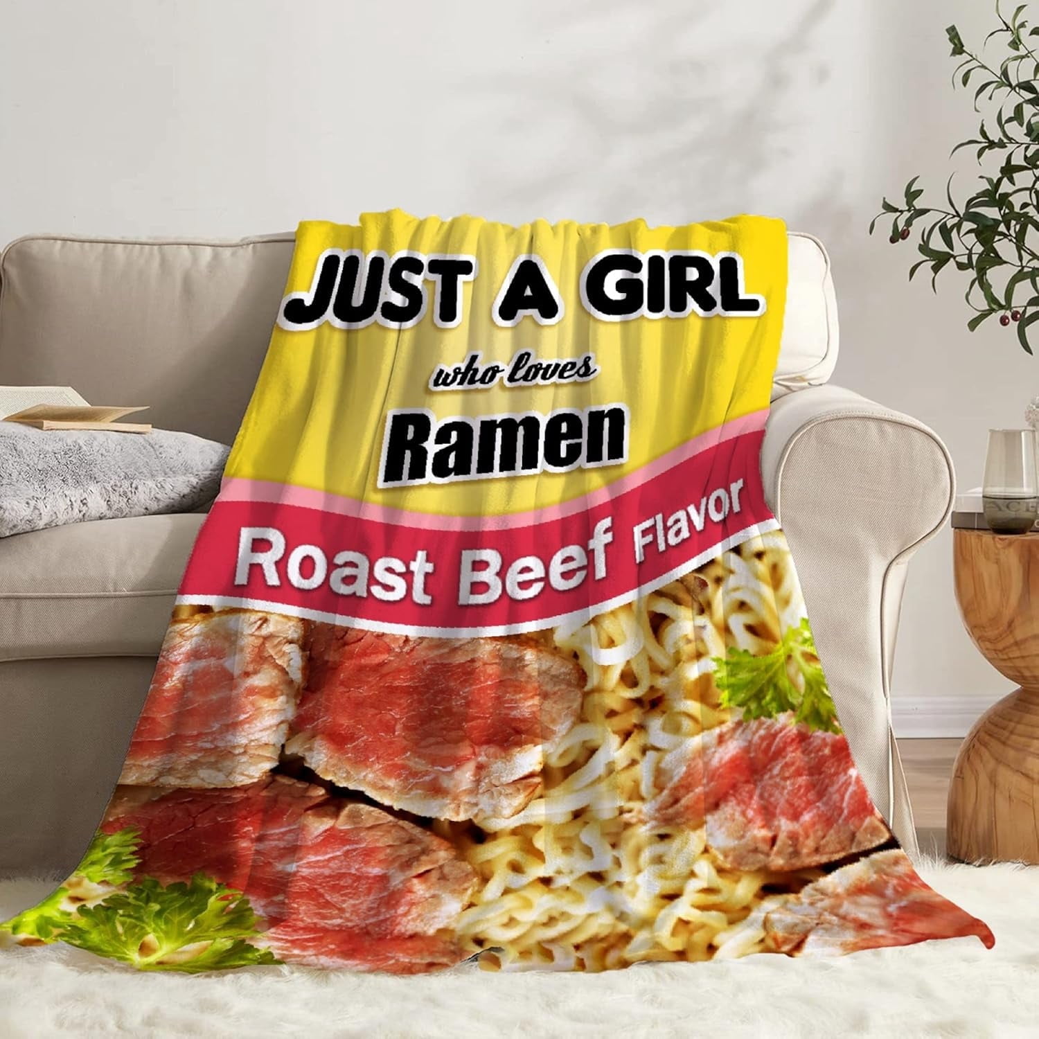 Ramen Roast Beef Flavor Throw Blanket - \u200bSuper Soft Flannel Fleece ...