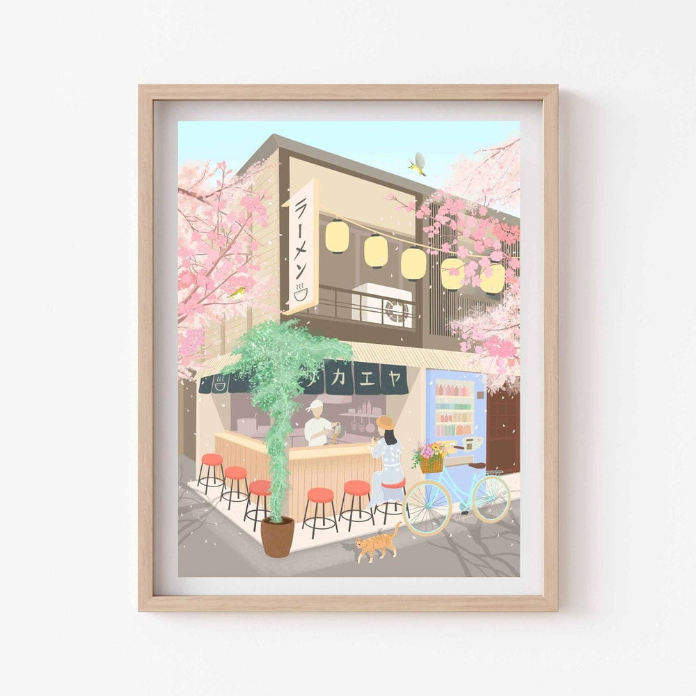 Ramen Shop In Japan, Cherry Blossoms, Japan Travel Print, Sakura ...