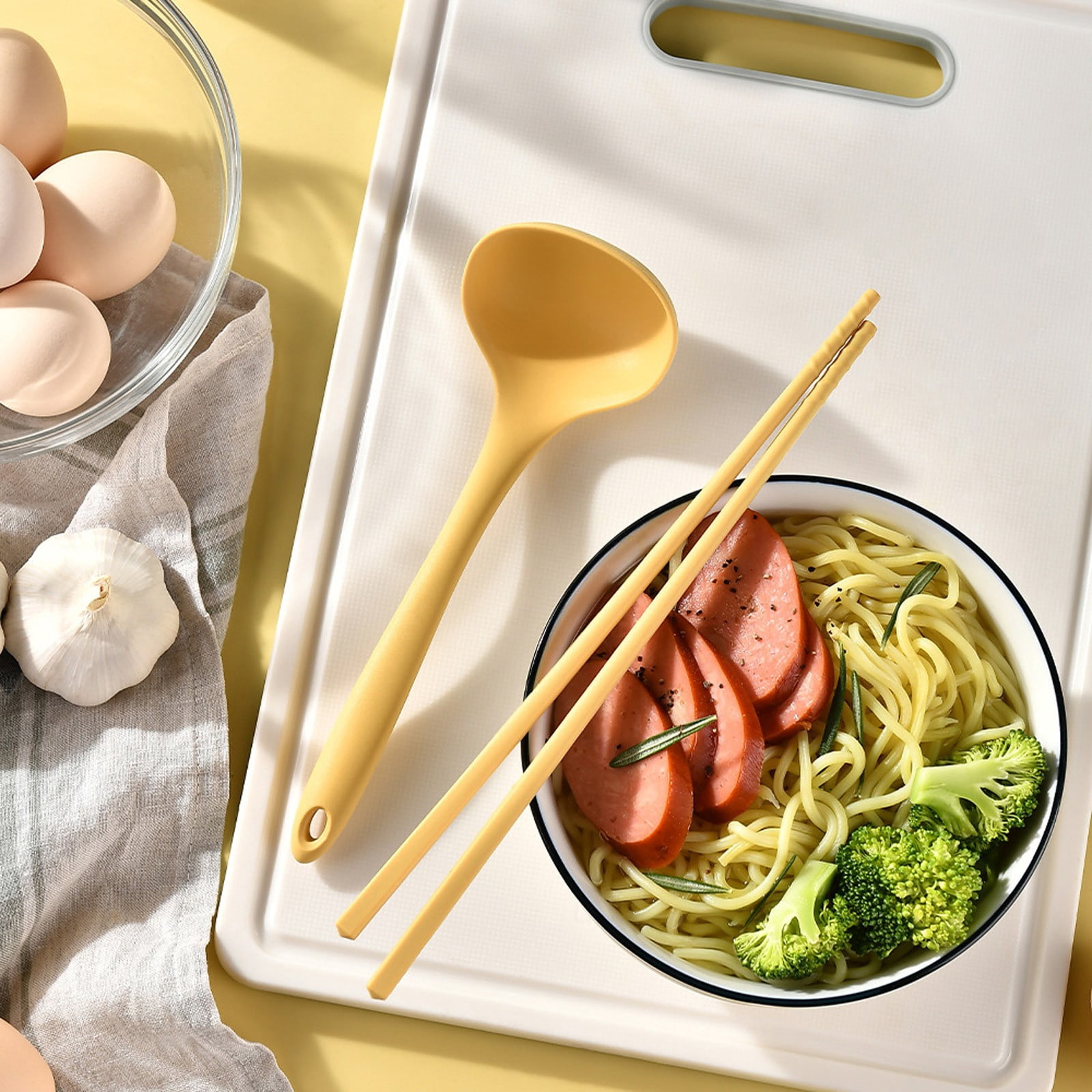 Ramen Utensils Set Food Grade Silicone – Long Handle Soup Spoon and Non ...